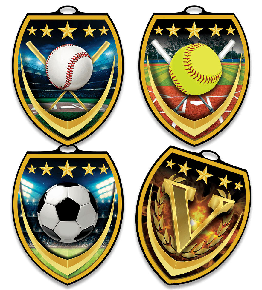 3in Full Color Shield Medals | Maxwell Medals & Awards